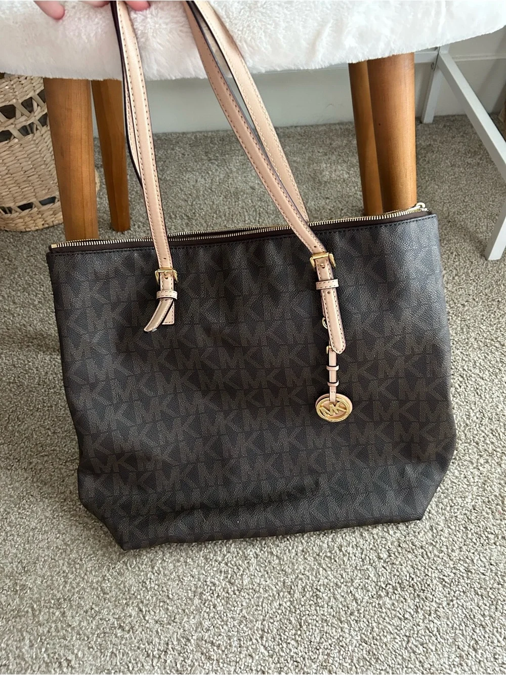 Michael Kors | Bags | Michael Kors Brown Mk Monogram Tote | Poshmark